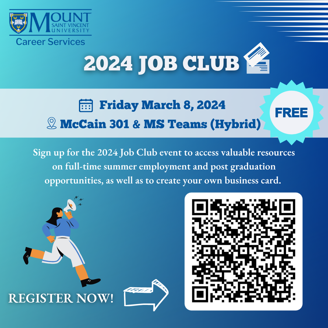 Job Club 2024 | Hybrid | Choose when to attend – Mount Saint Vincent ...